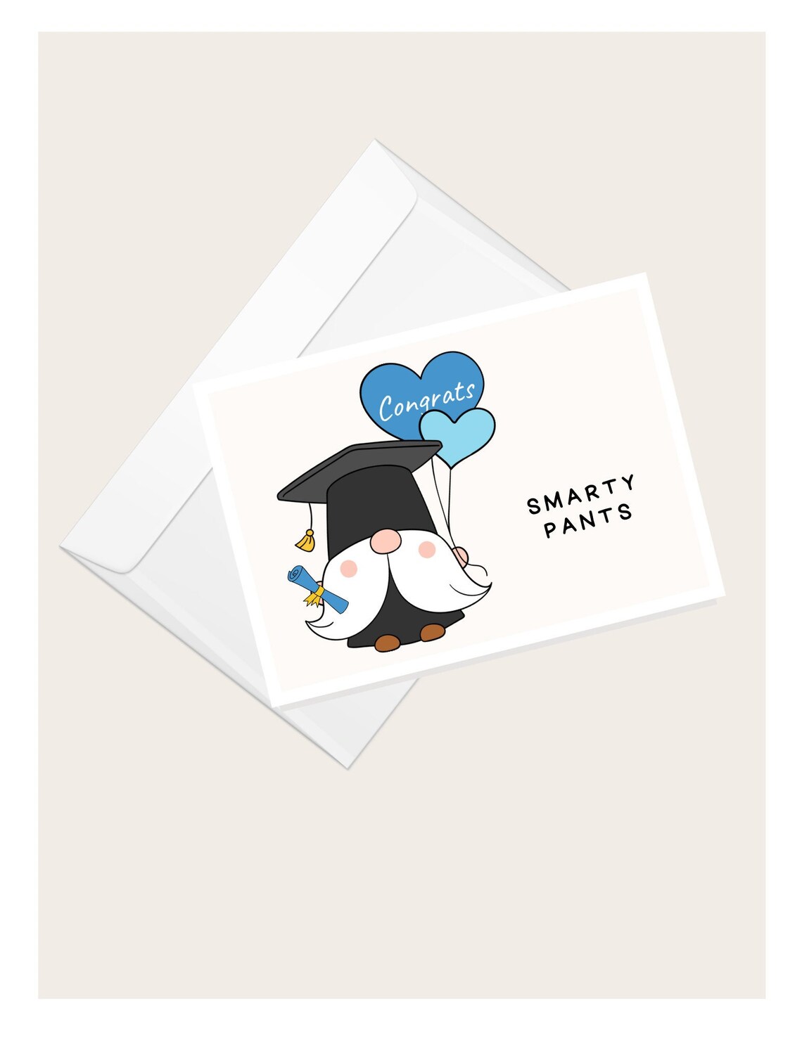 Gnome in Graduation Cap With Balloons and Diploma “congrats Smarty ...