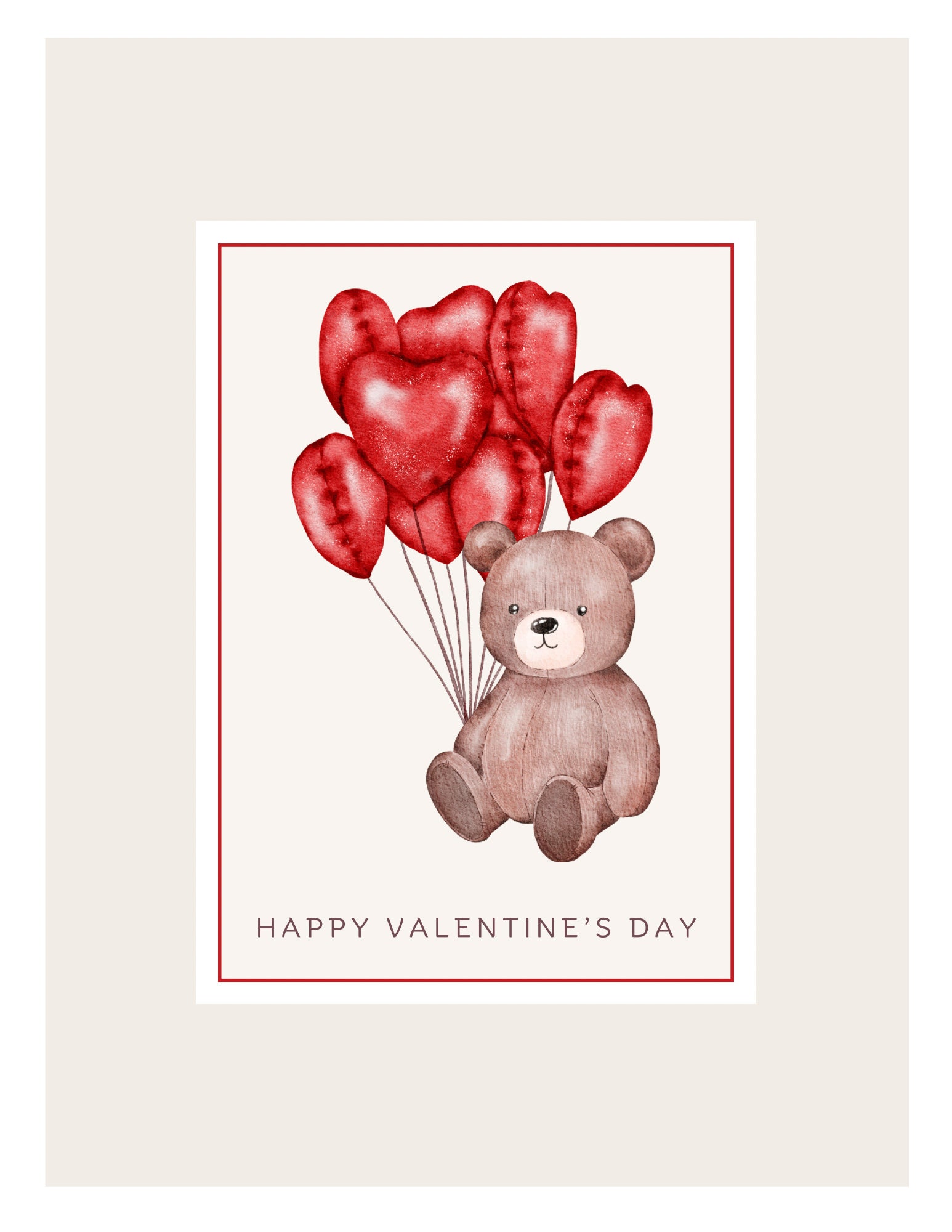 Stuffed Teddy Bear Heart Balloon Bouquet happy Valentines Day Greeting ...