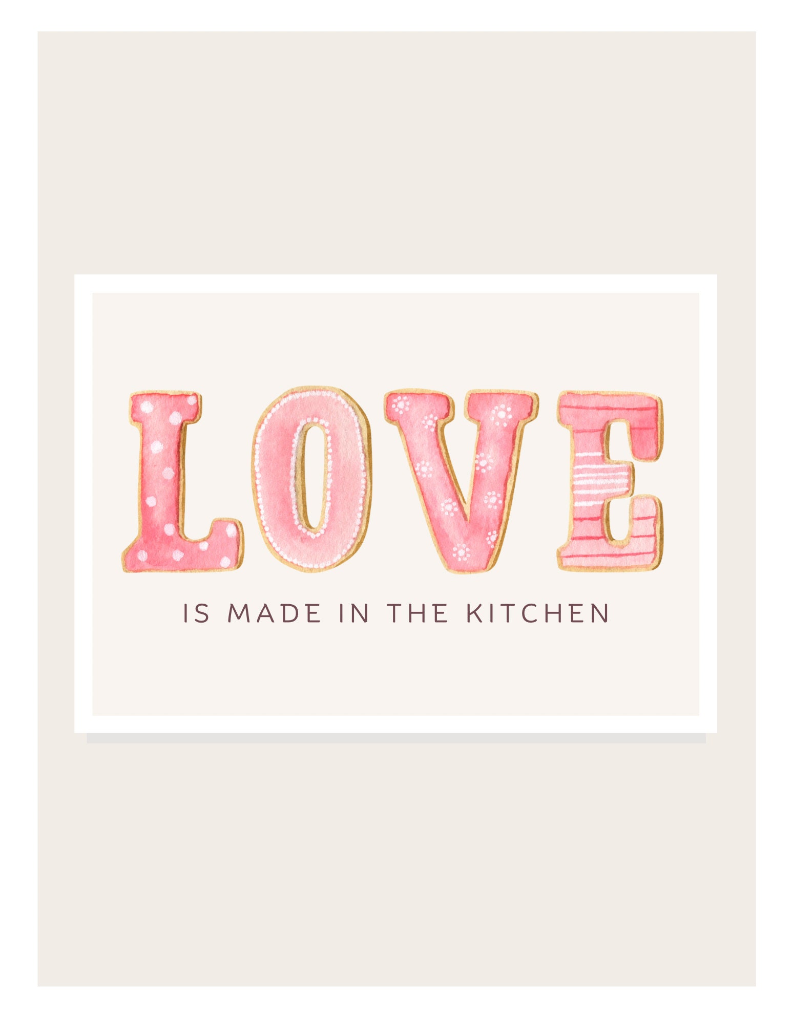 Pink Letter Cookies “LOVE is Made in the Kitchen” Greeting Card ...