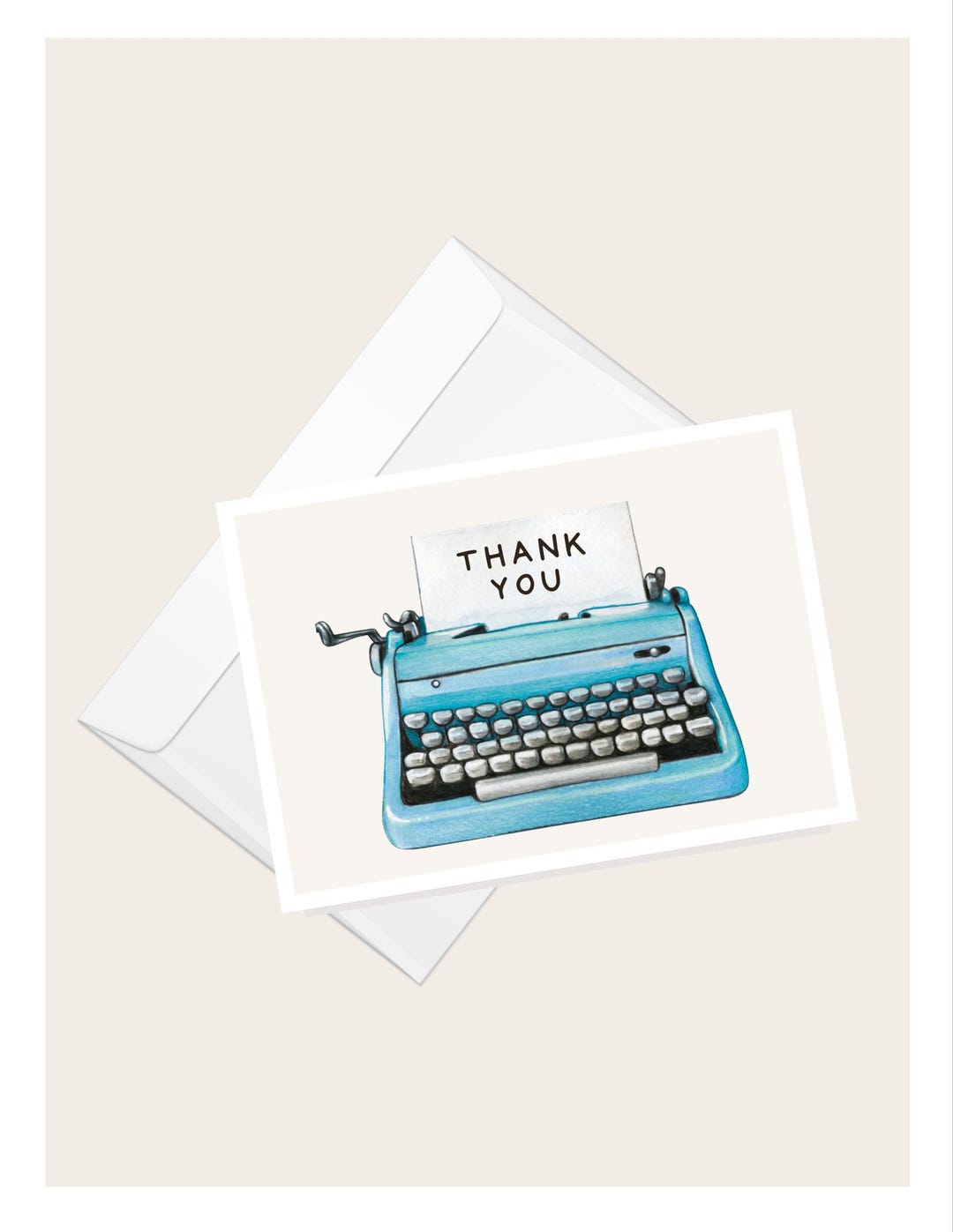 Typewriter Typing THANK YOU Greeting Card - Etsy