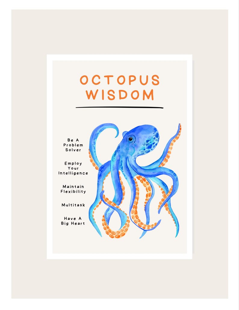Octopus Wisdom Elegant Card - Etsy