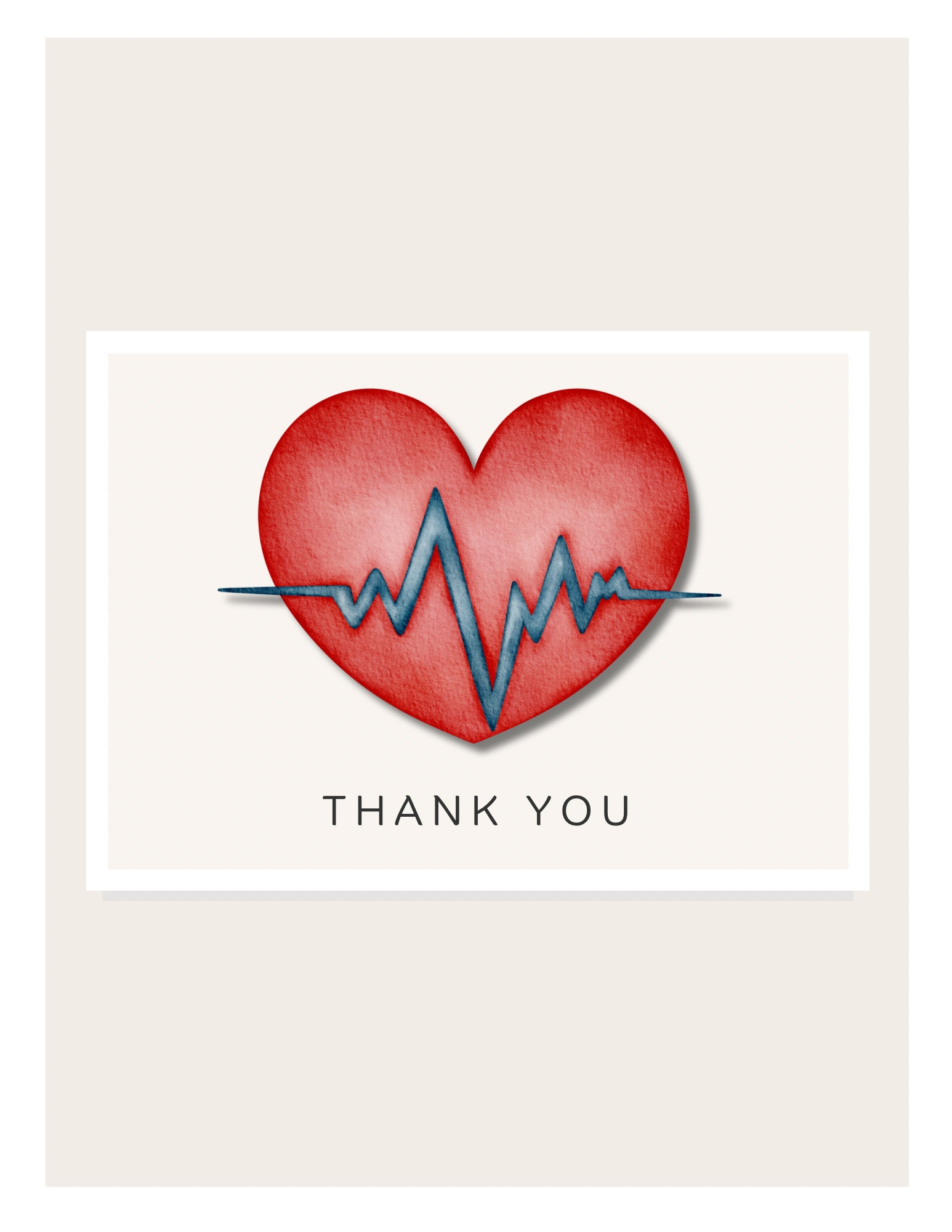 Red Heart With ECG Tracing “thank You” Greeting Card | Health Care ...