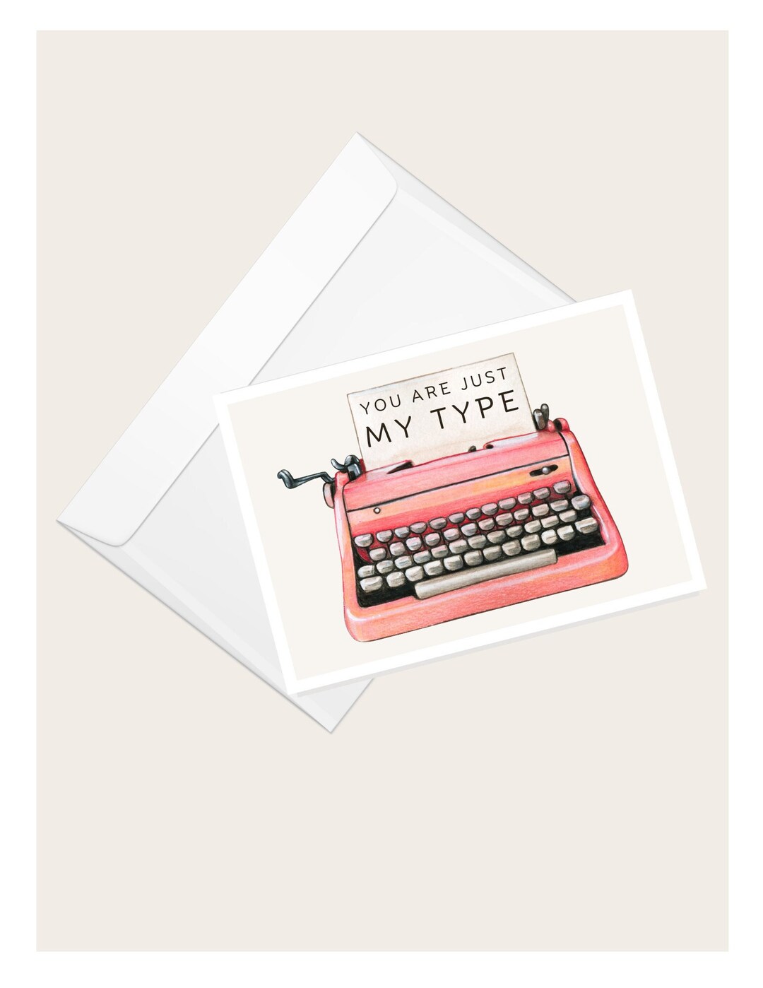 Typewriter Typing “you’re Just My Type” Greeting Card - Etsy