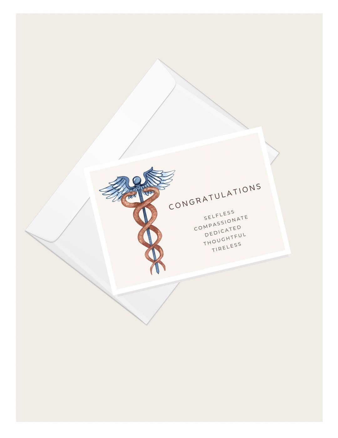 Medical Caduceus “congratulations” Greeting Card | Graduation | Honor ...