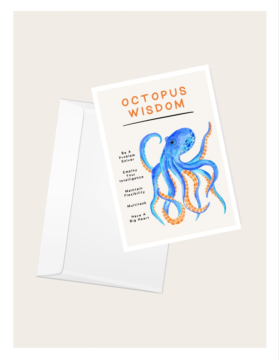 Octopus Wisdom Elegant Card - Etsy