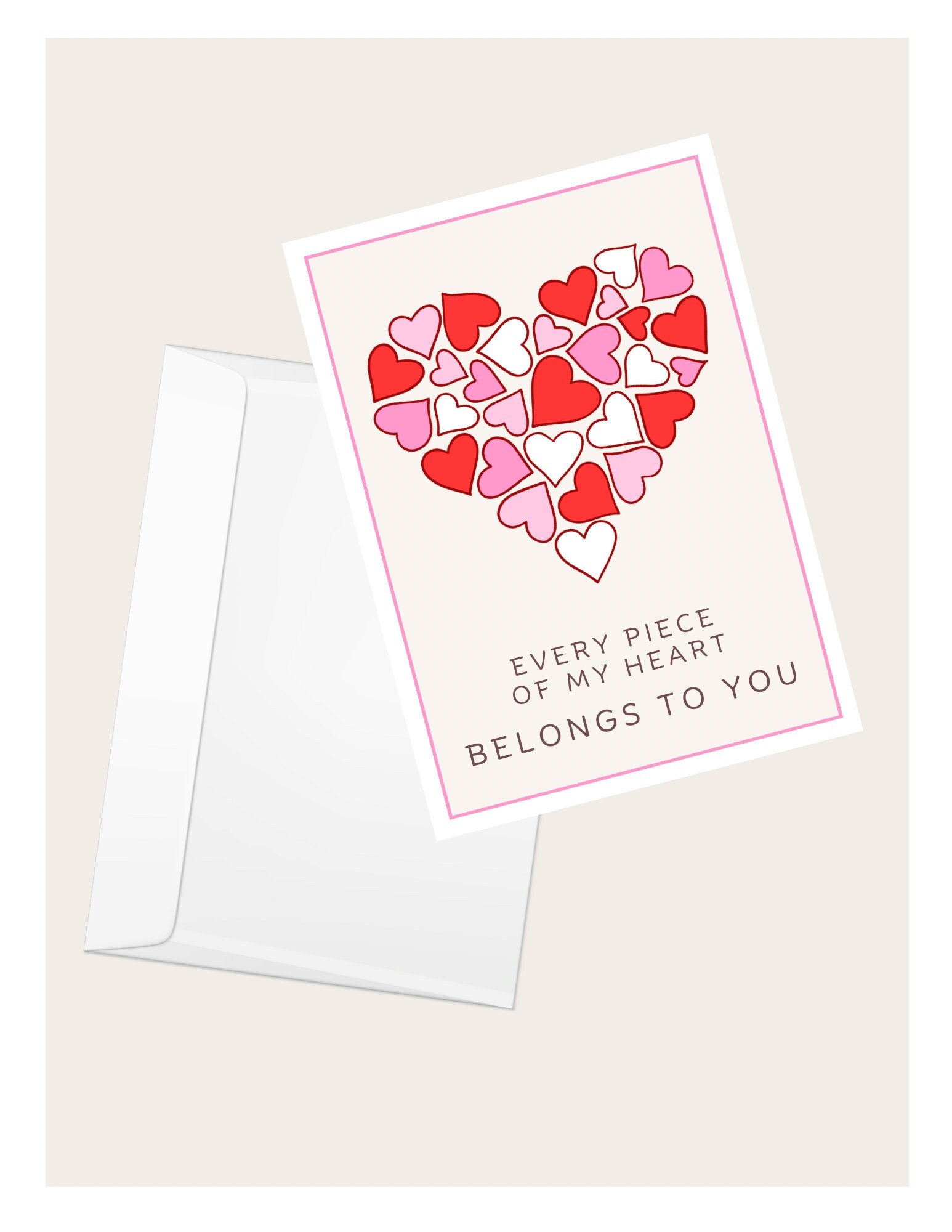 Pink Heart Puzzle every Piece of My Heart Belongs to You Greeting Card ...
