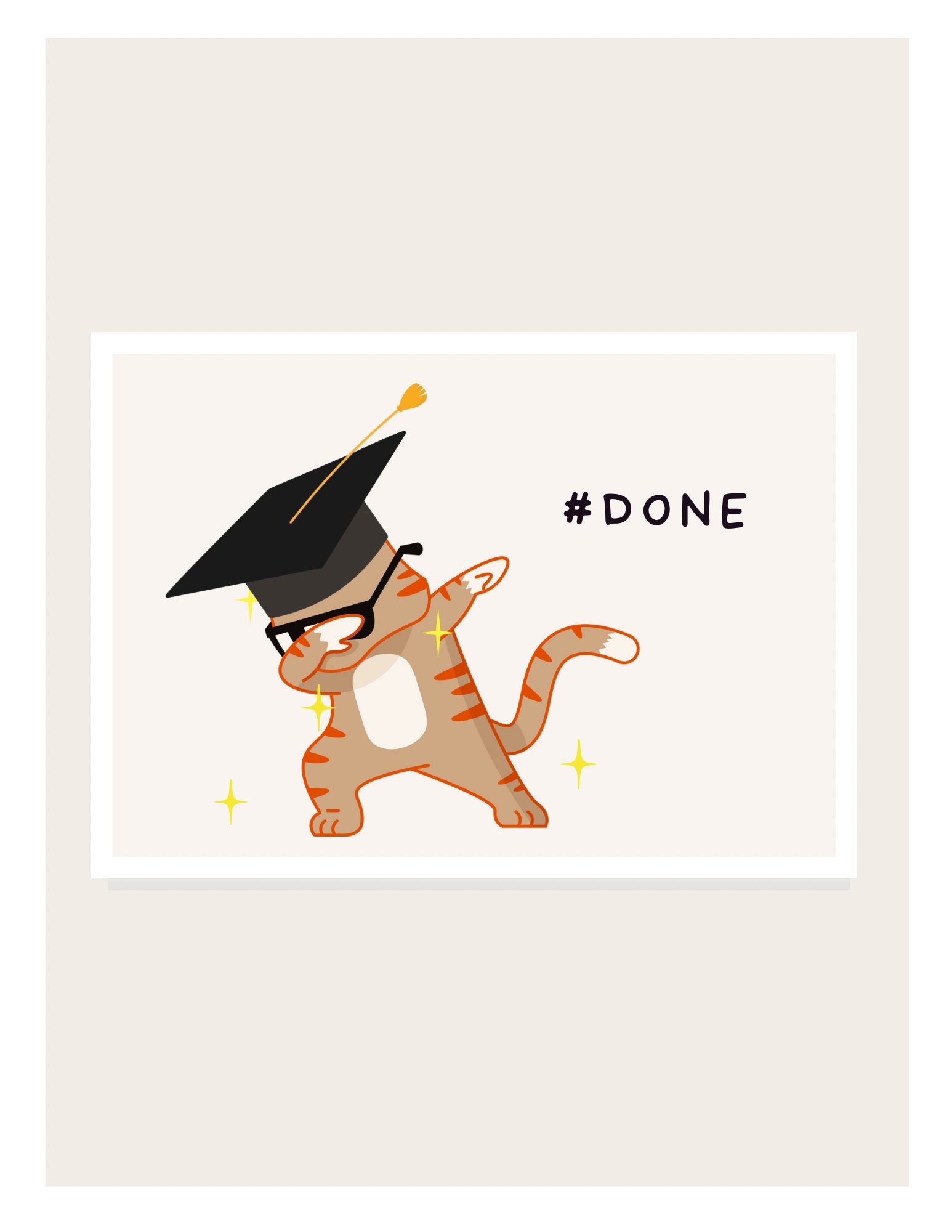 Cat With Graduation Cap Doing a Happy Dance “#done” Greeting Card - Etsy