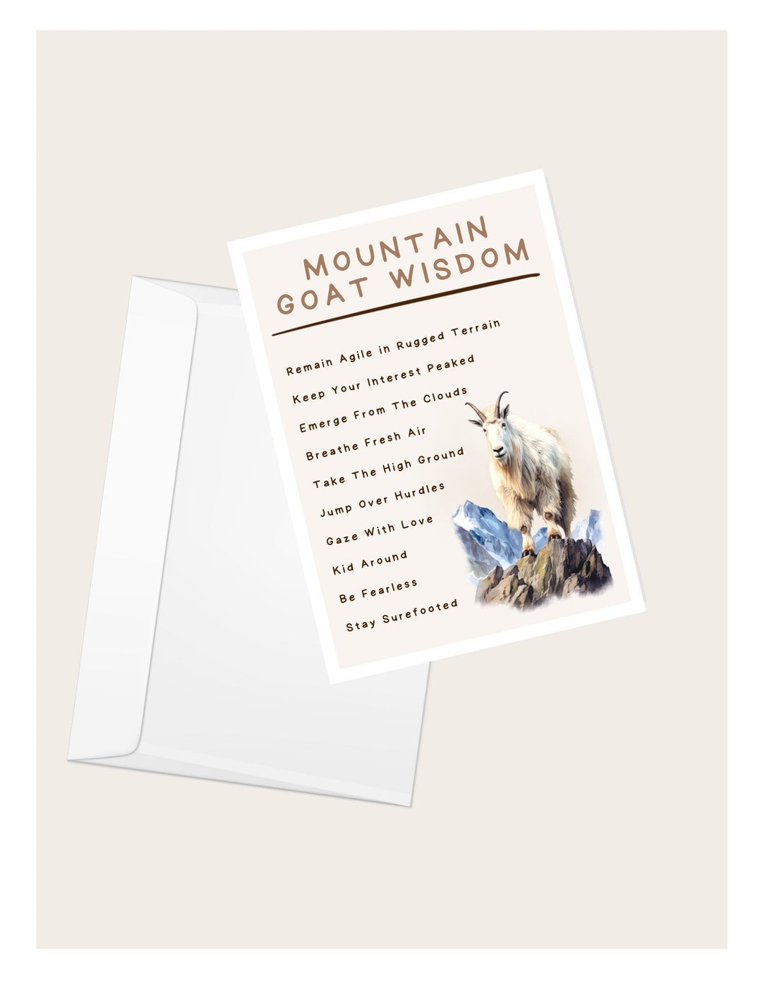 Mountain Goat “mountain Goat Wisdom” Greeting Card | Inspirational Card ...