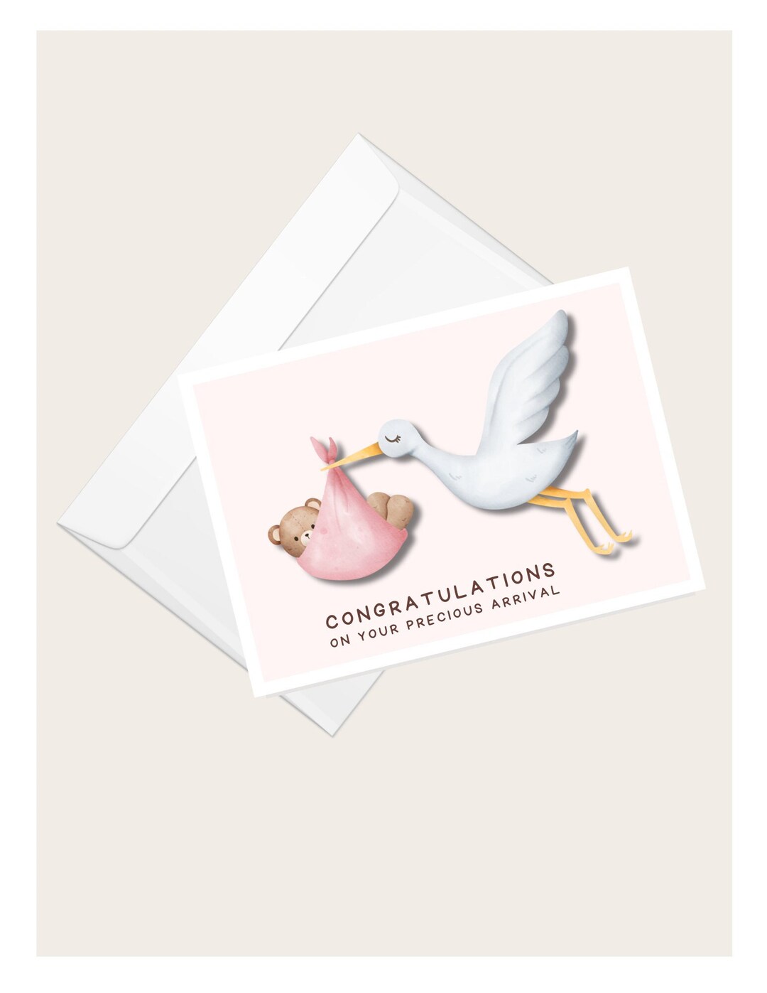 Stork With A Baby “congratulations on Your Precious Arrival” Greeting ...