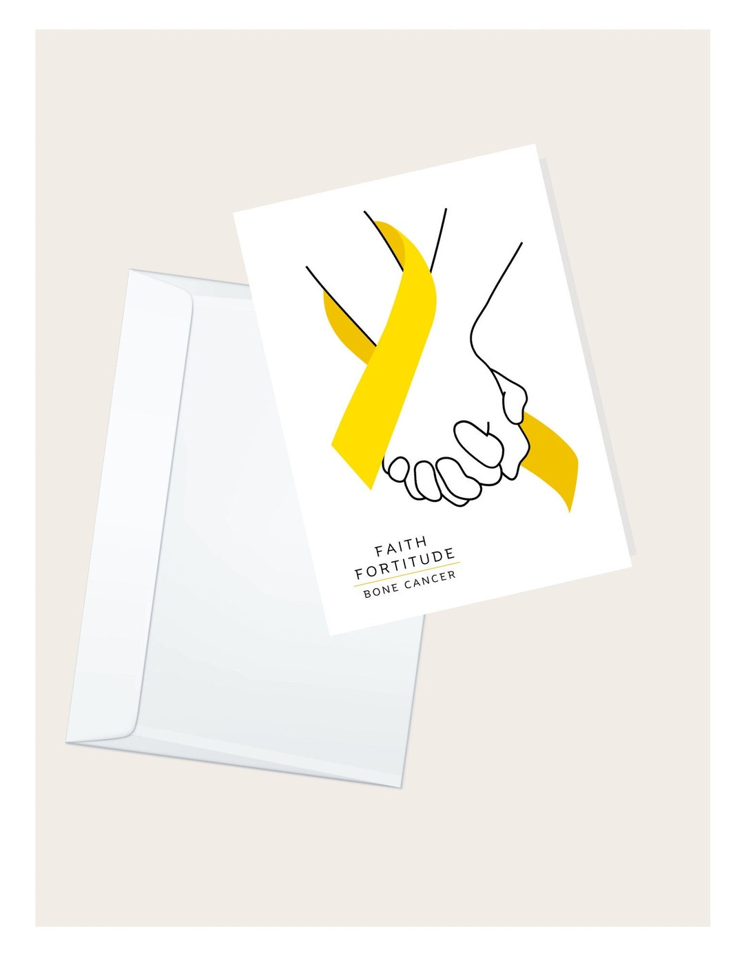 Yellow Bone Cancer Ribbon “faith Fortitude Bone Cancer” Greeting Card ...