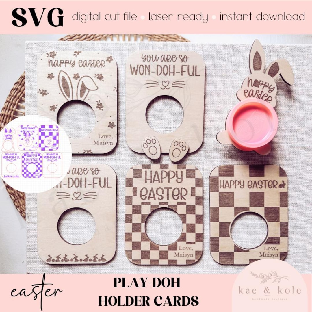 Easter Play-doh Holder SVG – Laser-cut Cards for Kids Party Favors or ...
