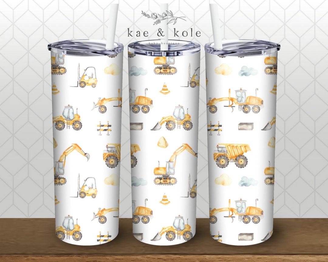 Emerson Construction Skinny Tumbler With Straw, 20oz Boys Birthday Gift ...