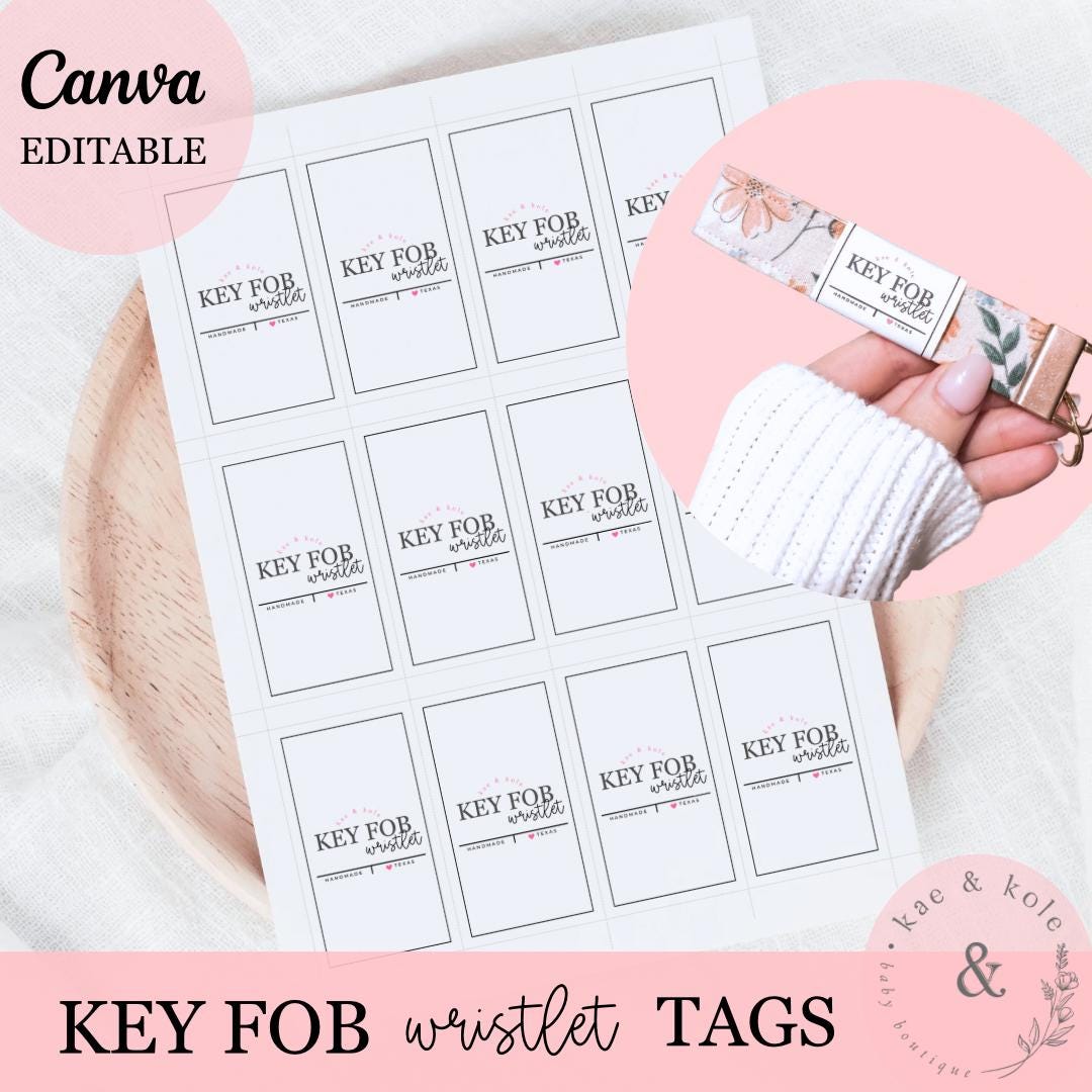 Key Fob Wristlet Tag Template – Printable Canva Design for Small ...