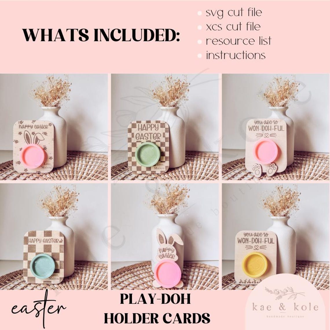 Easter Play-doh Holder SVG – Laser-cut Cards for Kids Party Favors or ...