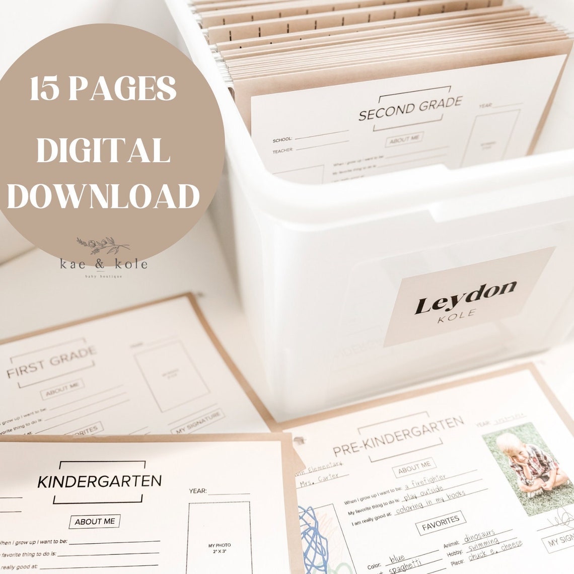 School Years Memory Pages – Printable Kids Keepsake File Box Covers by ...