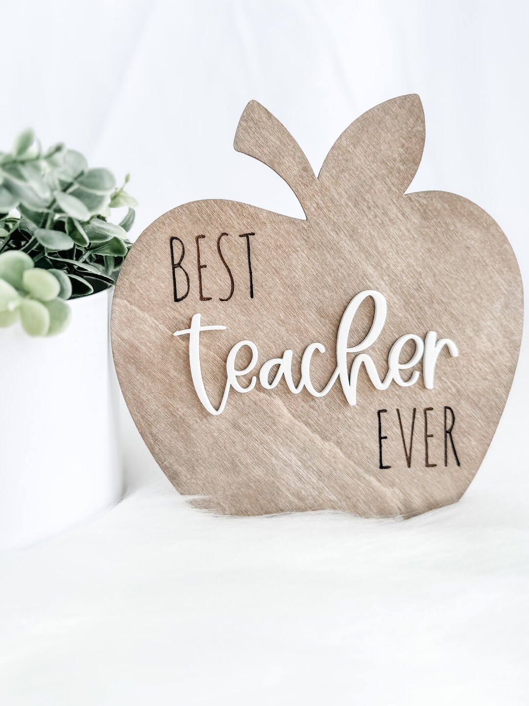 Wooden Teacher Gift Signs Classroom Decor Best Teacher Ever Handmade ...