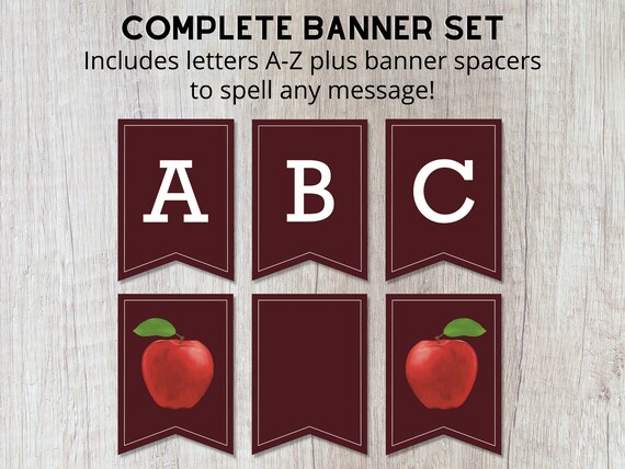 Apple Complete A-Z Banner Set Maroon DIY Printable - Etsy