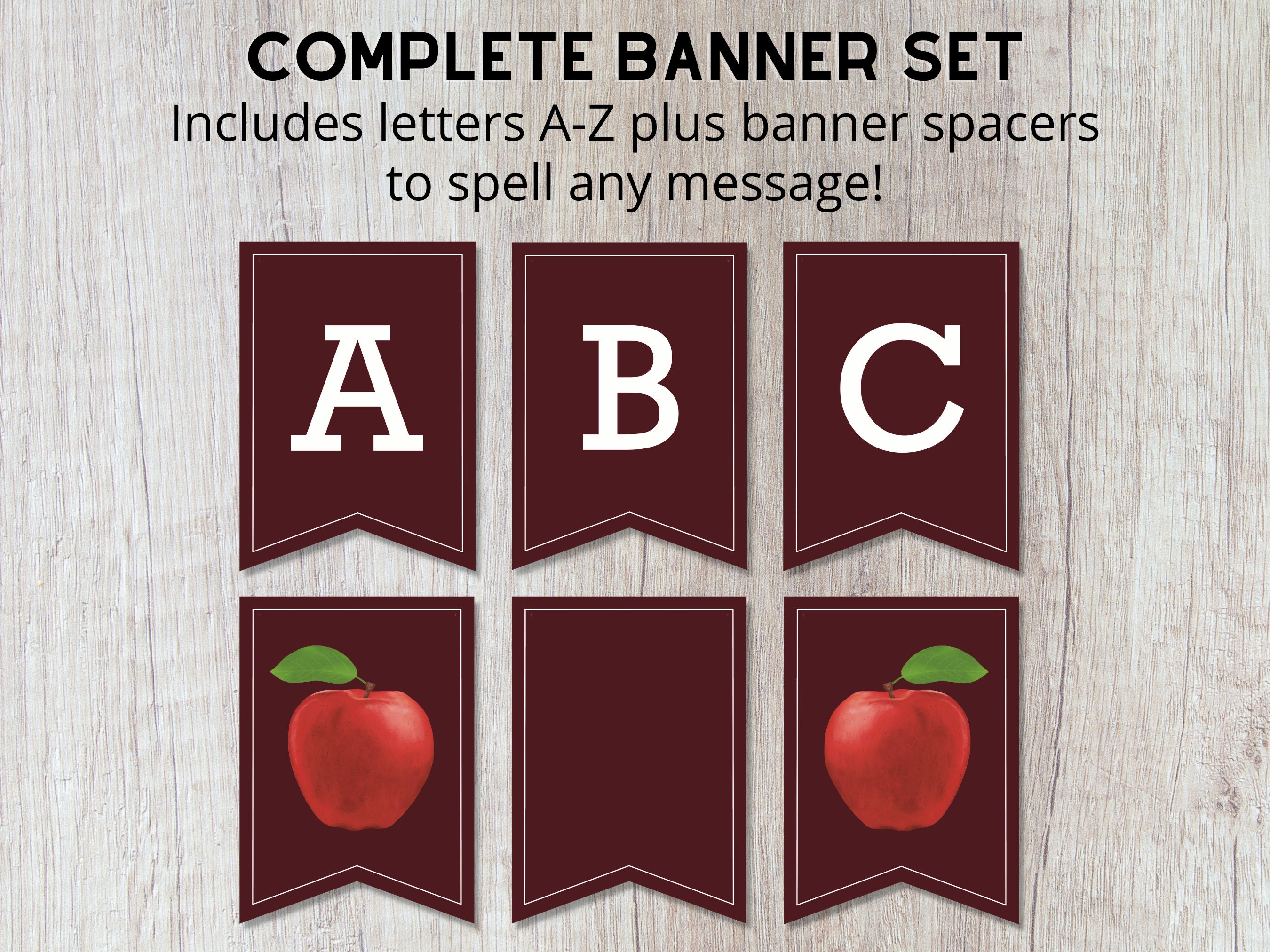 Apple Complete A-Z Banner Set, Maroon DIY Printable Decorations - Etsy