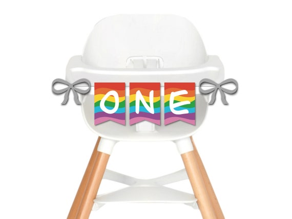 Rainbow High Chair Banner ONE First Birthday DIY Printable - Etsy