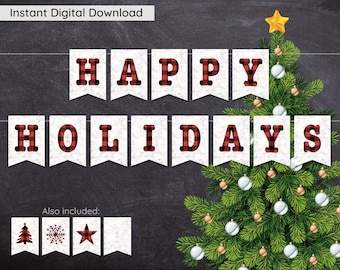 Happy Holiday Banner Printable - Etsy