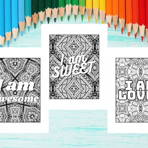 I AM Affirmations Coloring Book - 50 Digital Printable Pages for Self ...