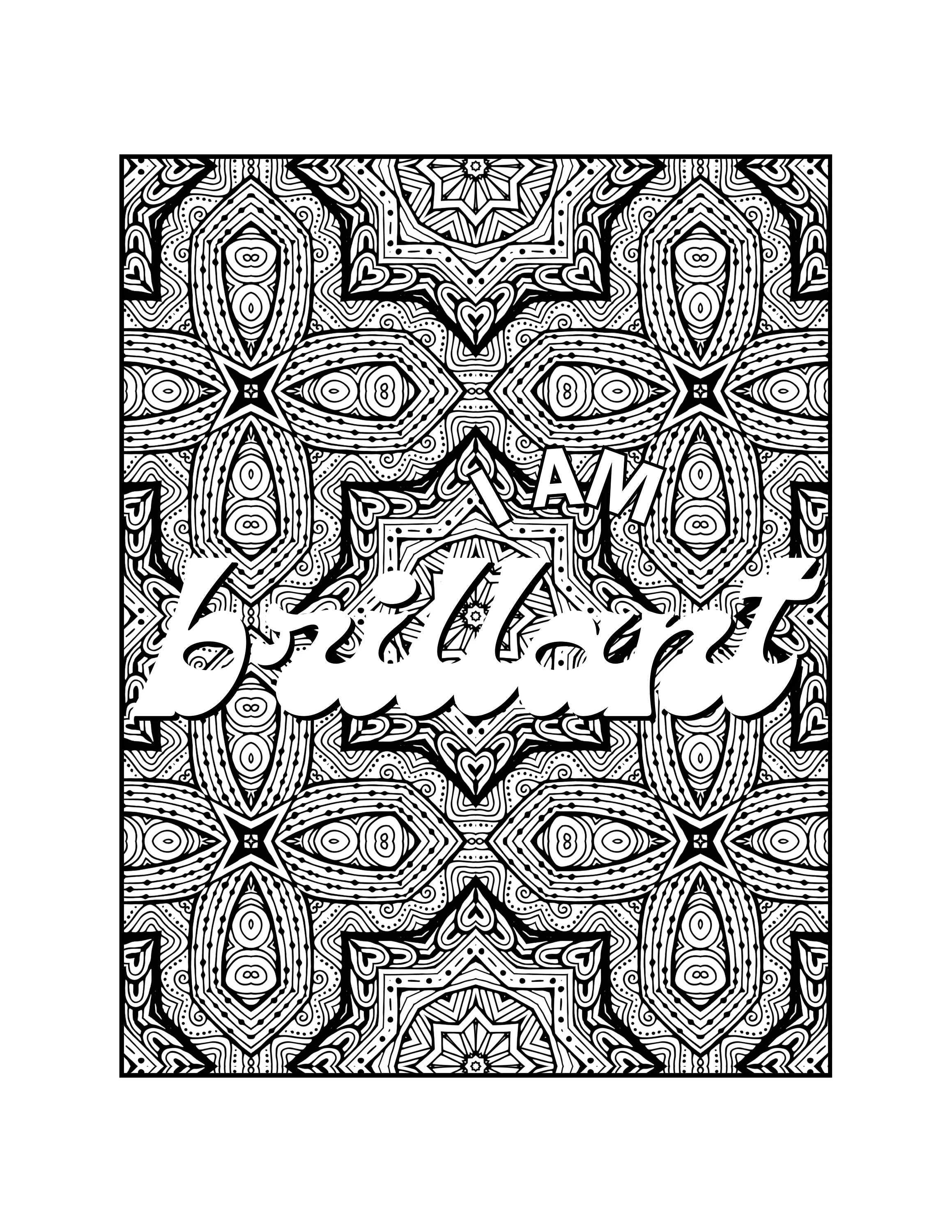 I AM Affirmations Coloring Book - 50 Digital Printable Pages for Self ...