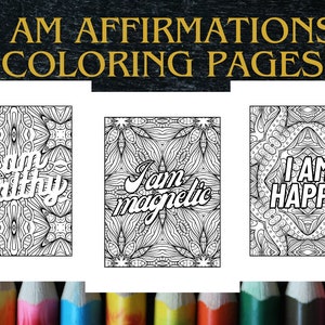 I AM Affirmations Coloring Book - 50 Digital Printable Pages for Self ...