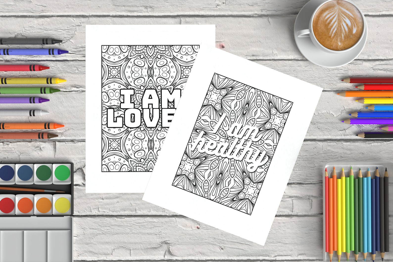 I AM Affirmations Coloring Book - 50 Digital Printable Pages for Self ...