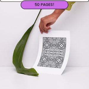I AM Affirmations Coloring Book - 50 Digital Printable Pages for Self ...