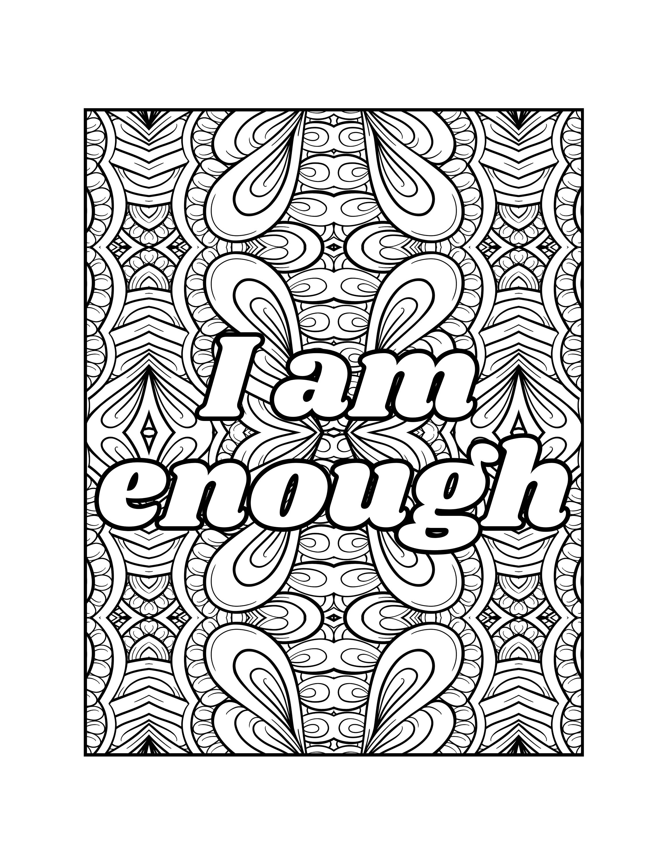 I AM Affirmations Coloring Book - 50 Digital Printable Pages for Self ...
