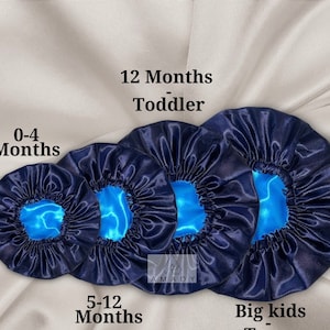 Blue Satin Baby Hair Bonnet, Unisex Hair Bonnet for Kids, Baby Bonnet ...