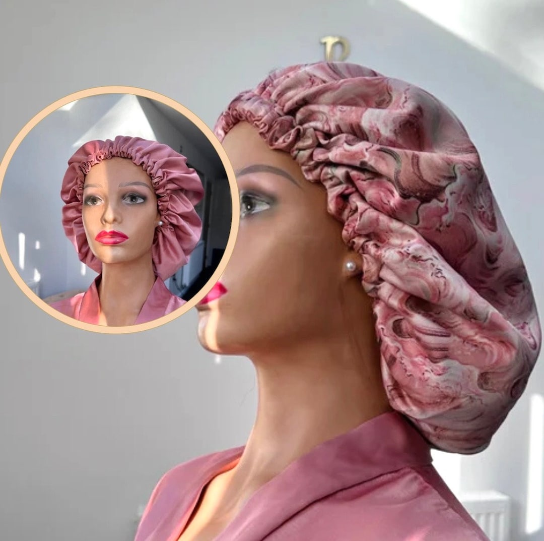SILK Hair Bonnet, Reversible Adjustable Bonnet, Sleep Bonnet, Curly ...