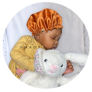 Blue Satin Baby Hair Bonnet, Unisex Hair Bonnet for Kids, Baby Bonnet ...