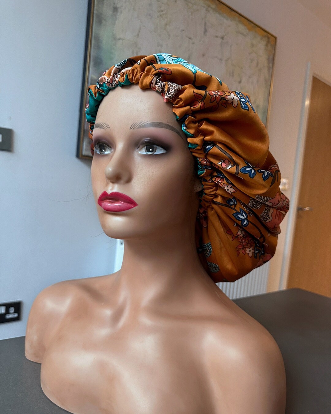 SILK Hair Bonnet, Valentine's Day Gift for Wife, Adjustable Bonnet ...