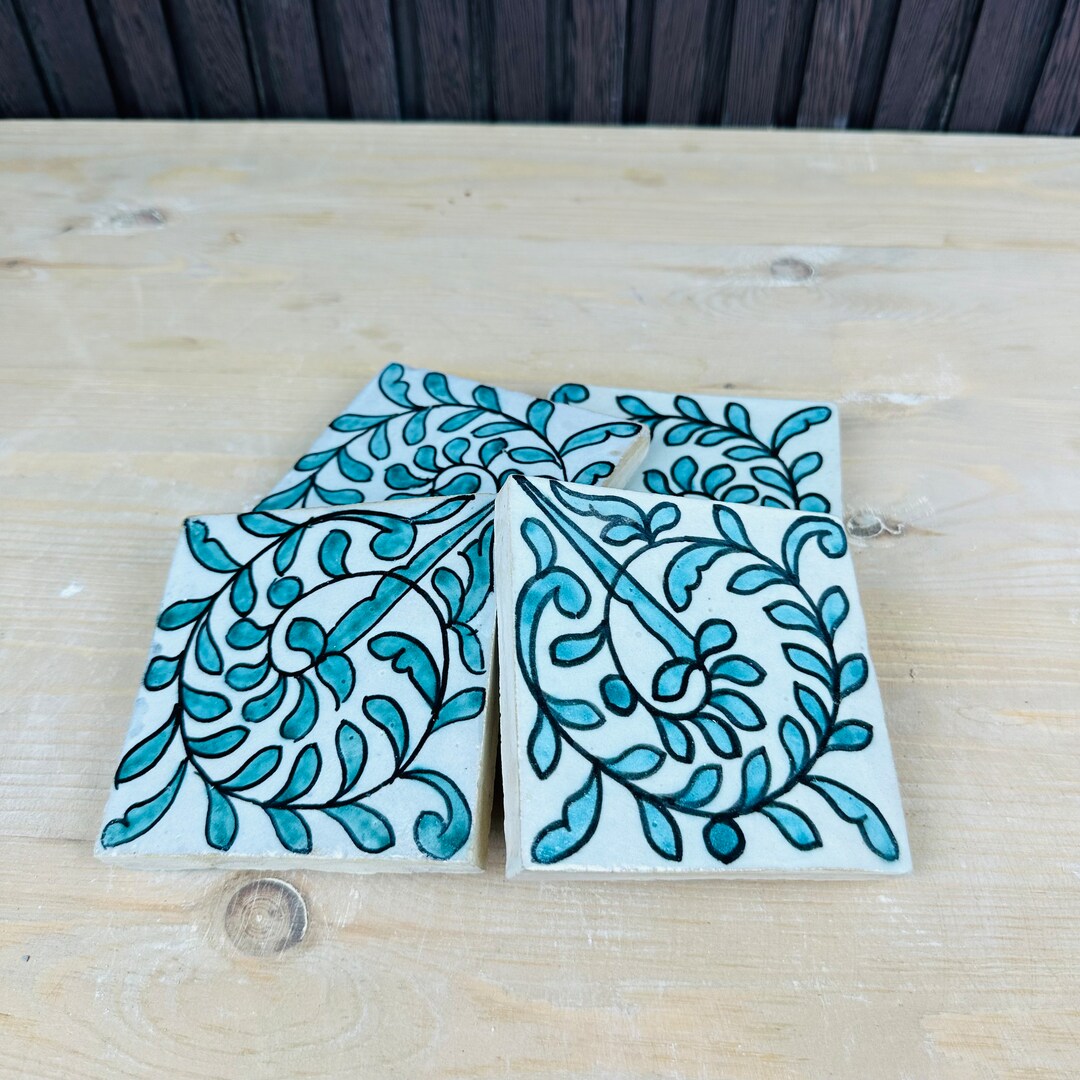 Green and White Flower Tiles Decorative, Solid Wall & Floor Ceramic ...