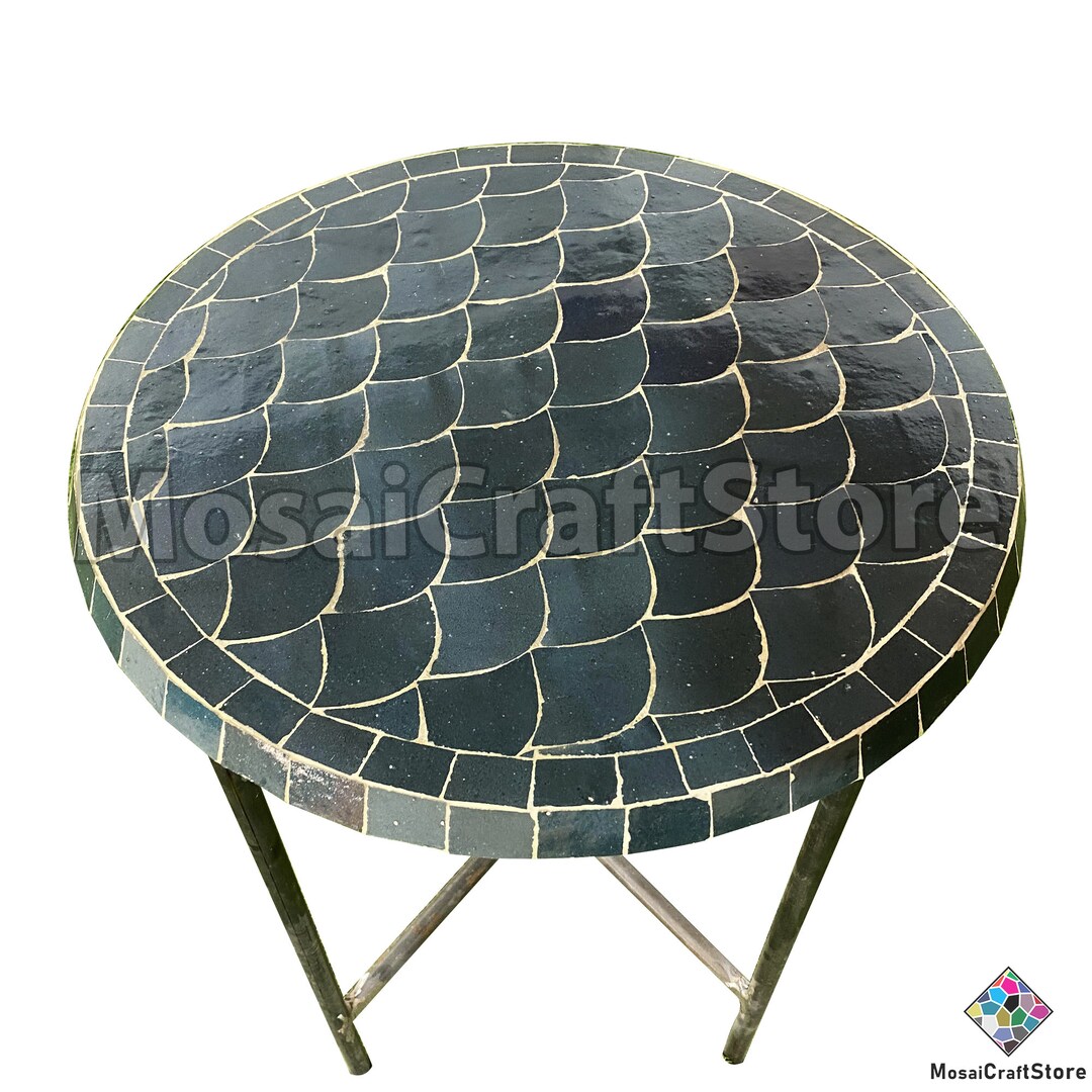 Small Round Handmade Mosaic Table With Metal Legs For - Etsy