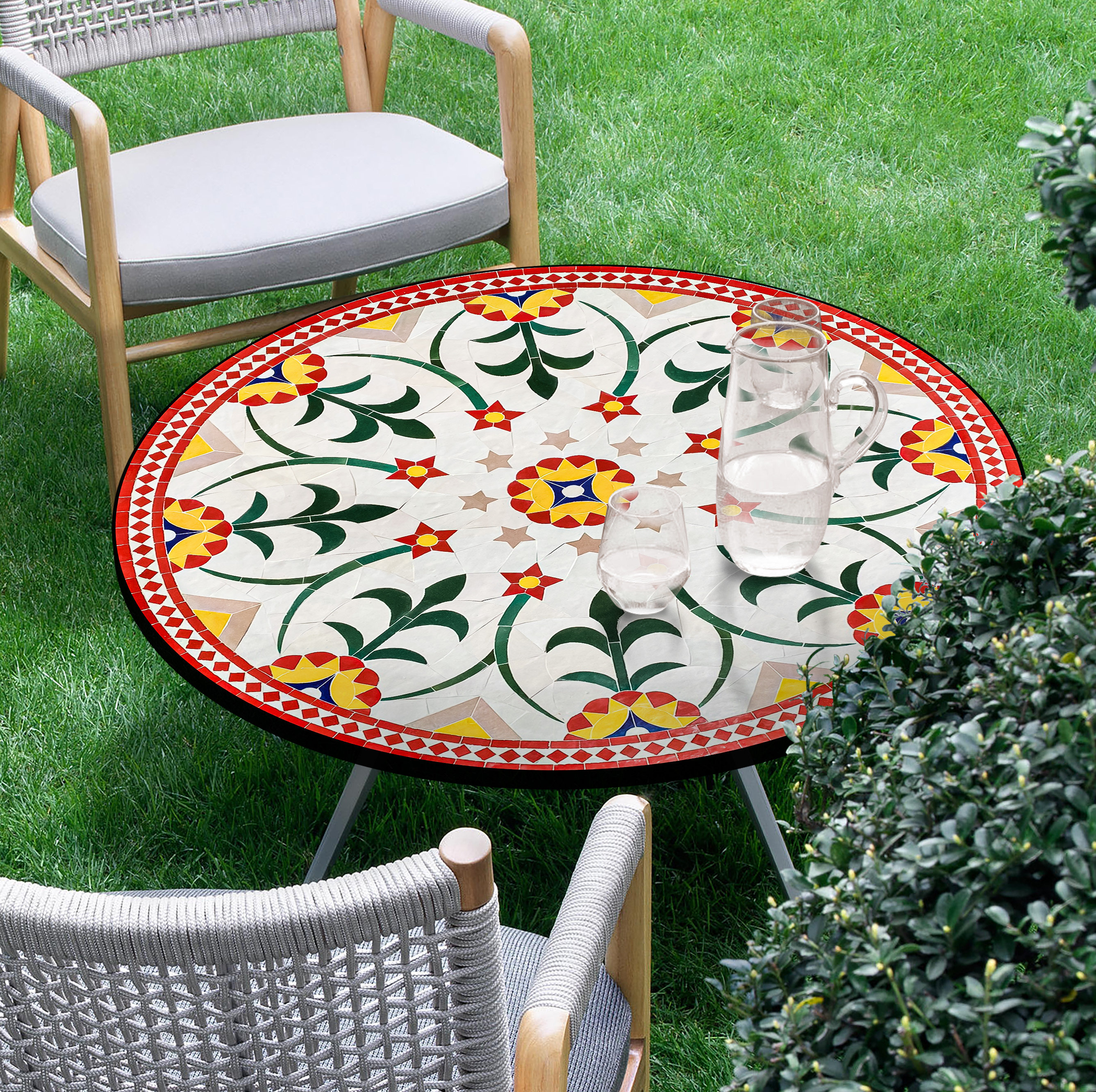 Moroccan Mosaic Table Round Floral Mosaic Tile Table Top With - Etsy