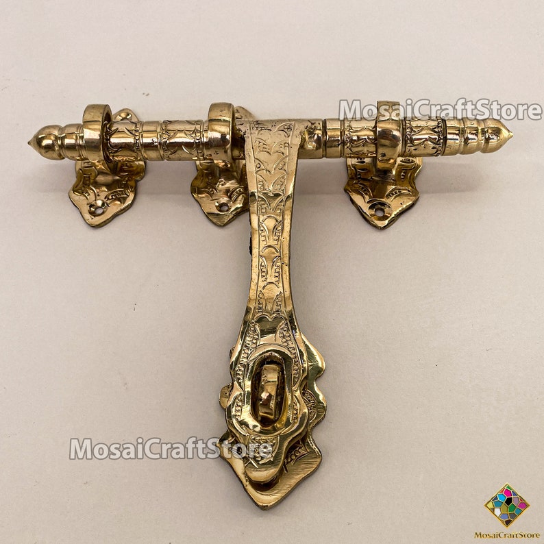 Brass Engraved Latch for Antique Door Decor. Sliding Bolt - Etsy