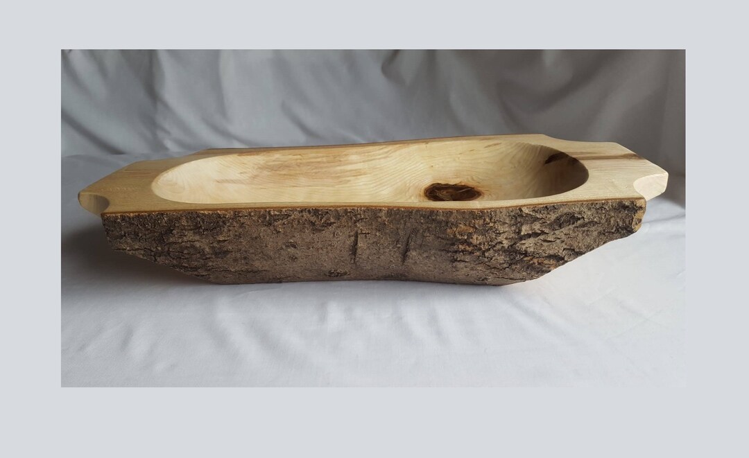 Solid Ash Dough Bowl With Live Edge, Rustic Kitchen Décor, Rustic Table ...