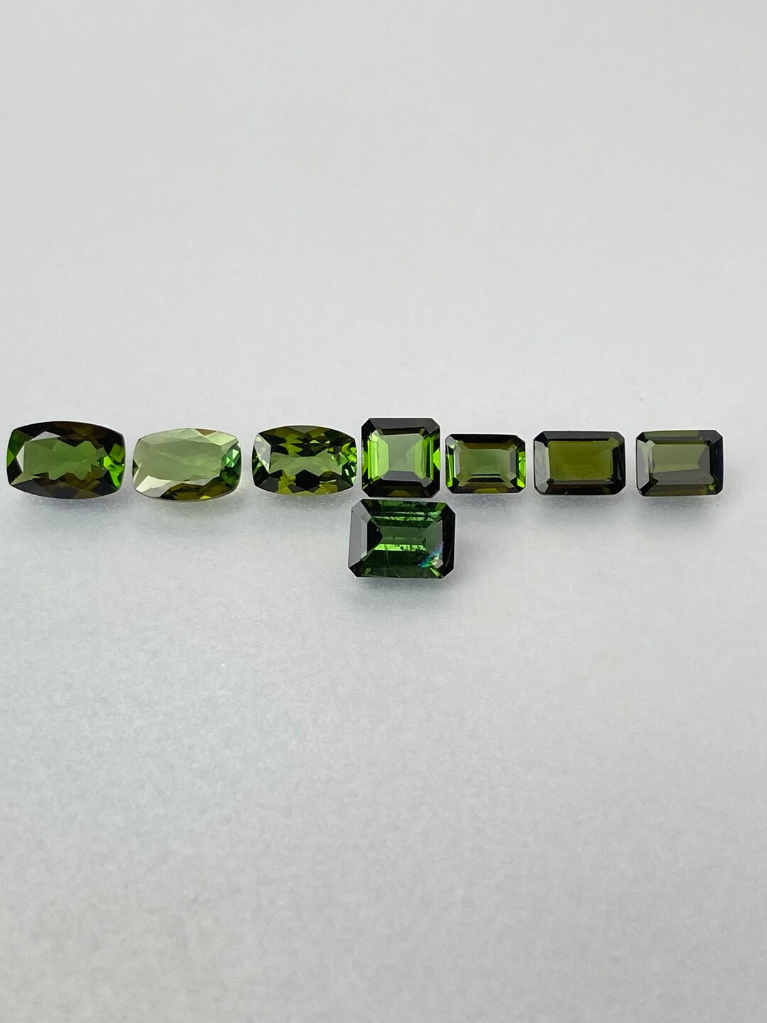 8 Pc Parcel Natural Green Tourmaline 6.6ct | Cushion & Octagon Cut Dark ...