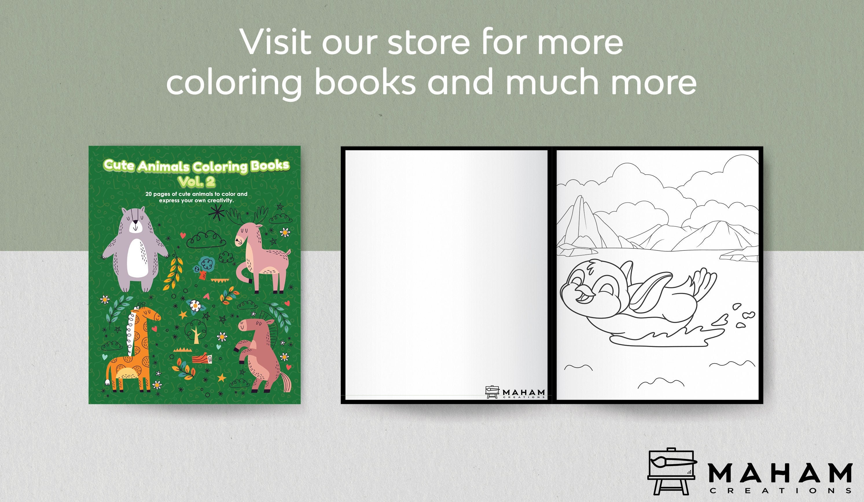 Cute Animals Coloring Book for Kids Vol. 2 - Etsy UK