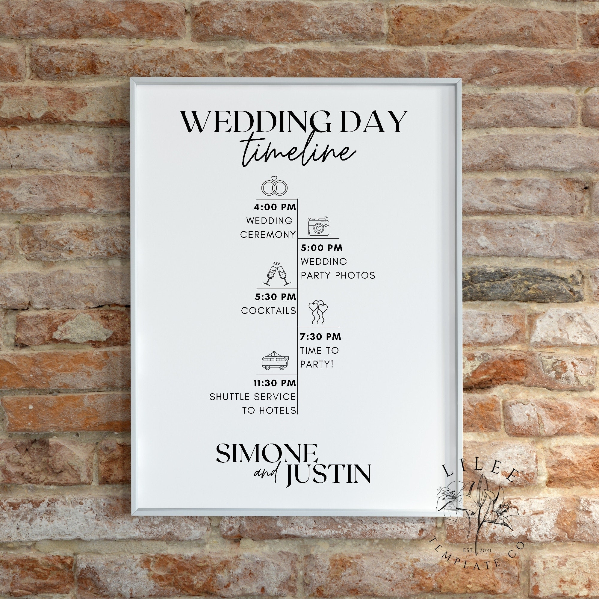 Wedding Day Timeline Wedding timeline printable wedding | Etsy
