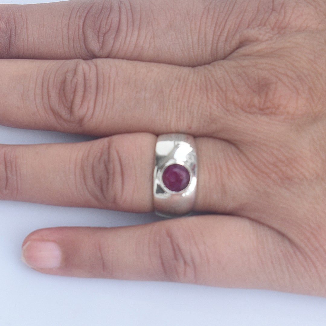 Pink Ruby Ring, Round Faceted Ring, Gemstone Jewelry, Statement Ruby ...