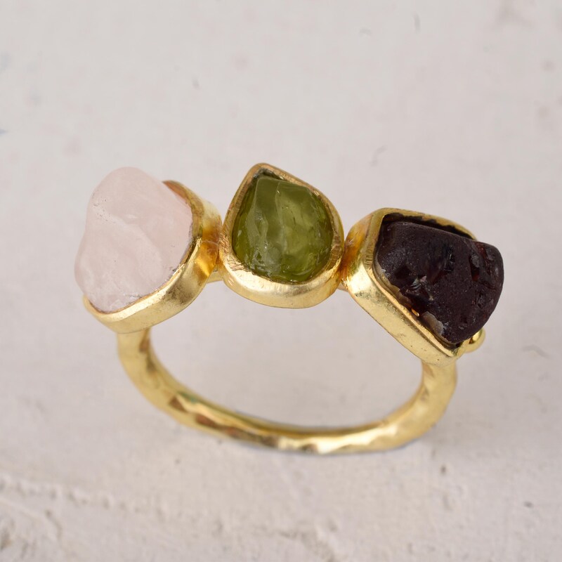 Raw Gemstone Ring - Etsy