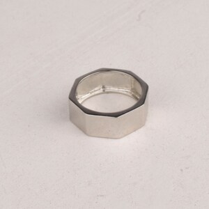 Octagon Shape Silver Ring, Alternating Wedding Sterling Silver Band ...