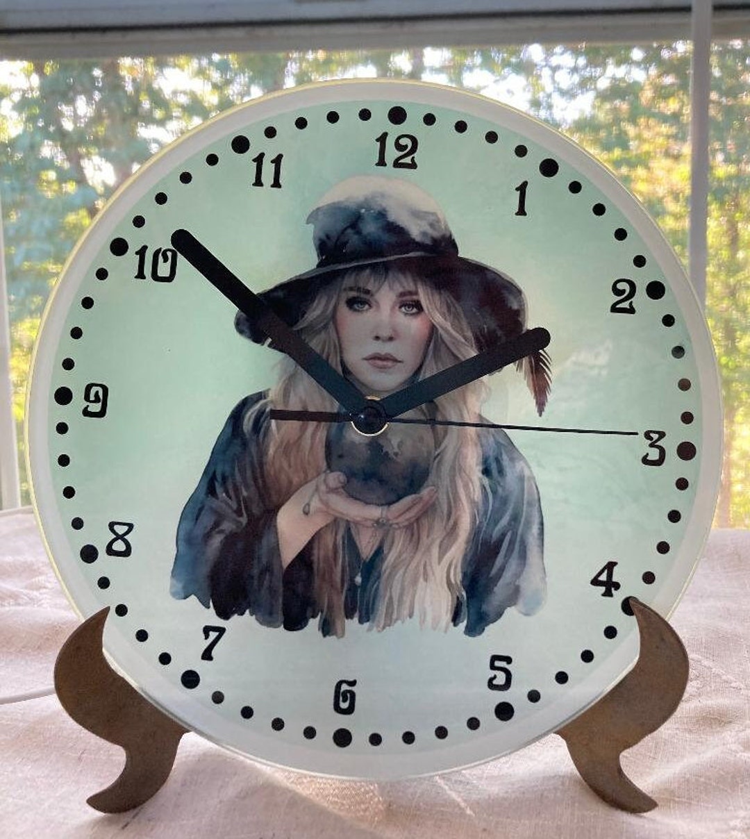 Witchy Watercolor Stevie Nicks 7 Glass Clock/crystal Ball/ Free ...