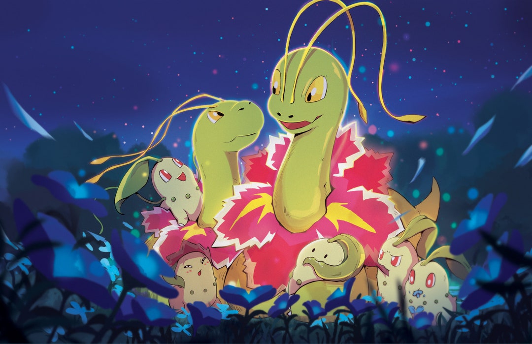 Chikorita, Meganium Family Pokemon Fanart - Etsy