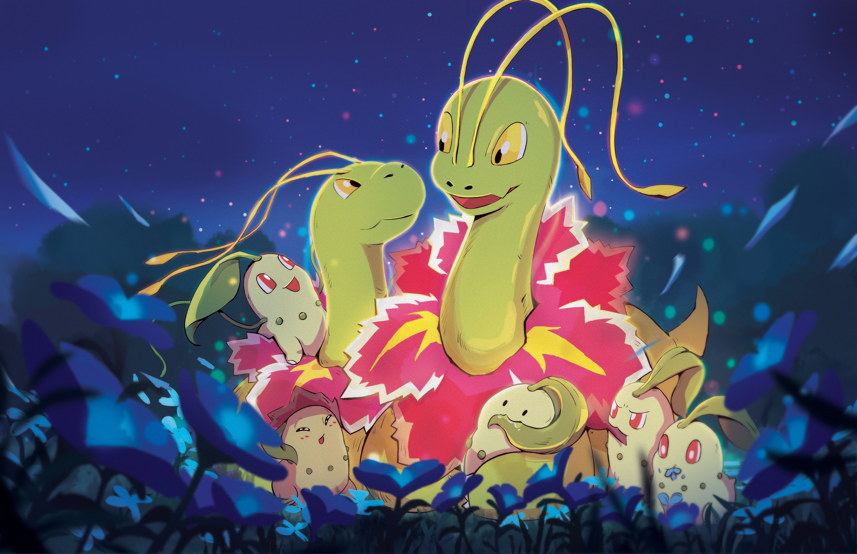 Chikorita Meganium Family Pokemon Fanart - Etsy