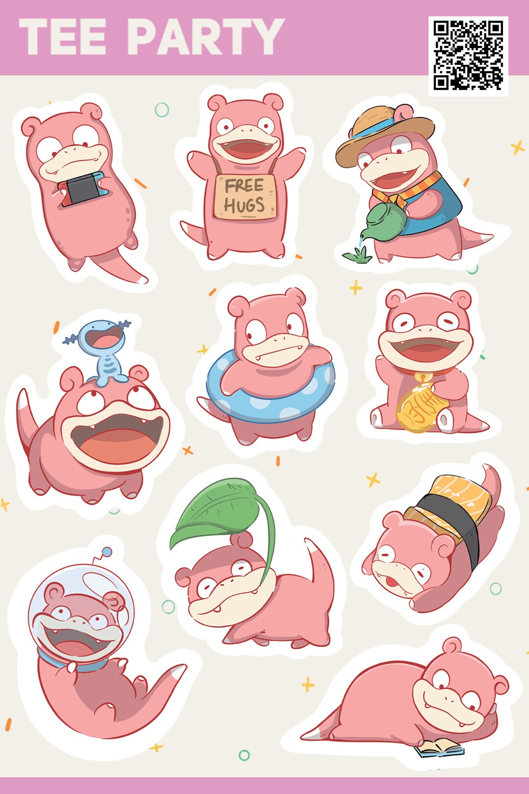 Pokemon Sticker, Matted Vinyl Slowpoke Sticker - Laptop, Hydro Flash ...