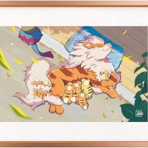 Arcanine Growlithe Sleeping With Ditto Pokemon Fanart - Etsy